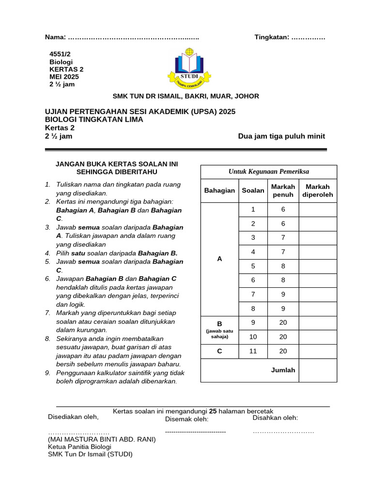 Muka Depan PPT t5 Bio2 2025 | PDF