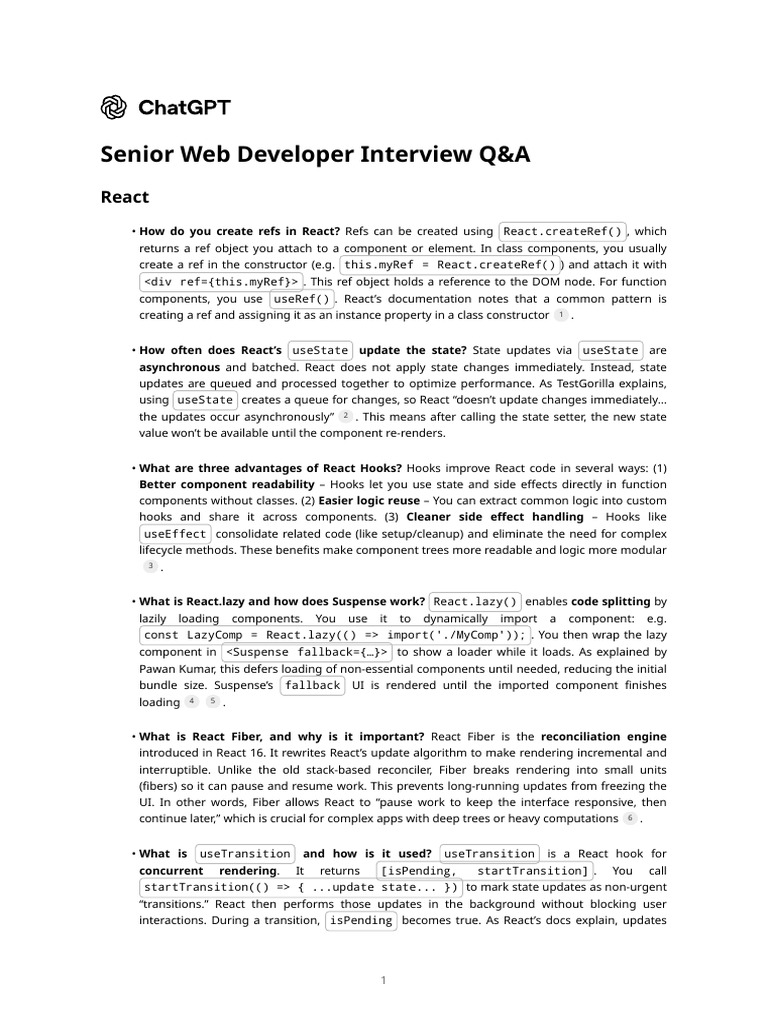 Senior Web Developer Interview Q&A | PDF | Cache (Computing) | Web Server