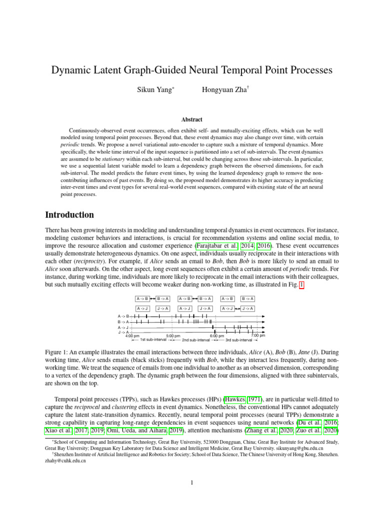 Dynamic Latent Graph-Guided Neural Temporal Point Processes: Sikun Yang Hongyuan Zha | PDF ...