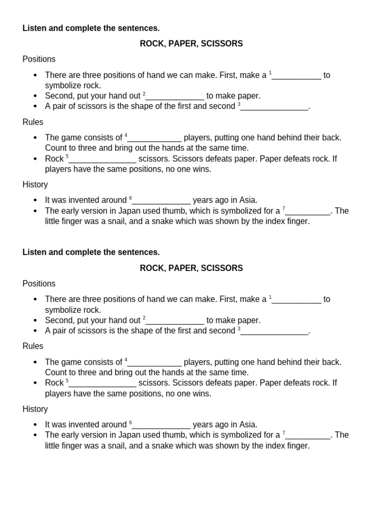Rock, Paper, Scissors: Rules & History | PDF
