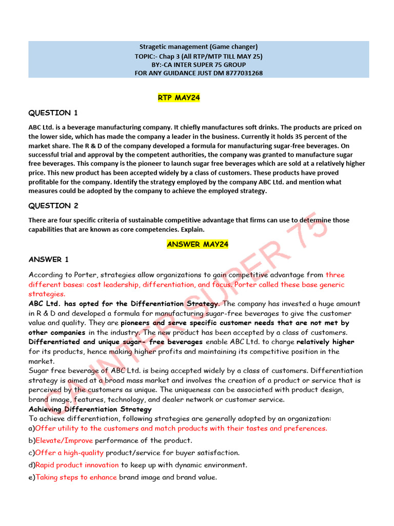 SM Chap 3 Game Changer... | PDF | Competitive Advantage | Swot Analysis