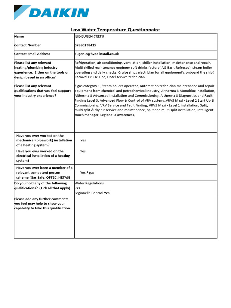 Low Water Temperature HVAC Experience | PDF