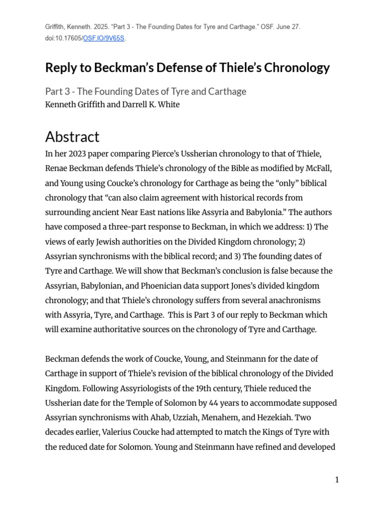 Part 3 The Founding Dates of Tyre and Ca | PDF