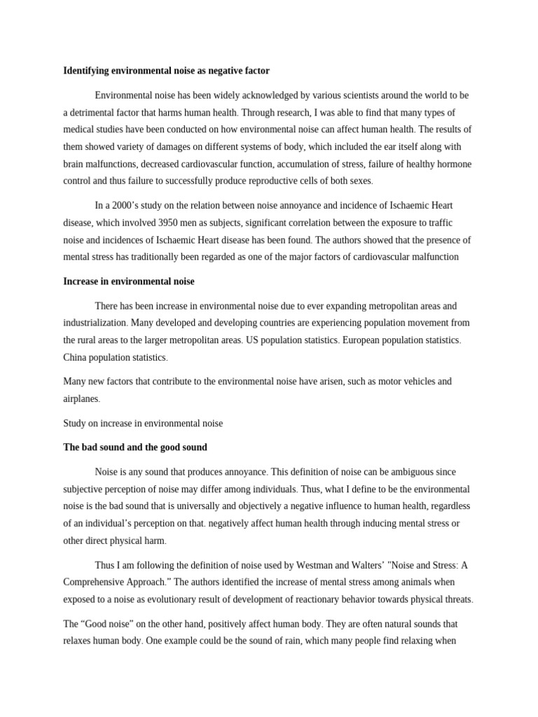 Impact of Environmental Noise on Health | PDF | Noise | Stress (Biology)