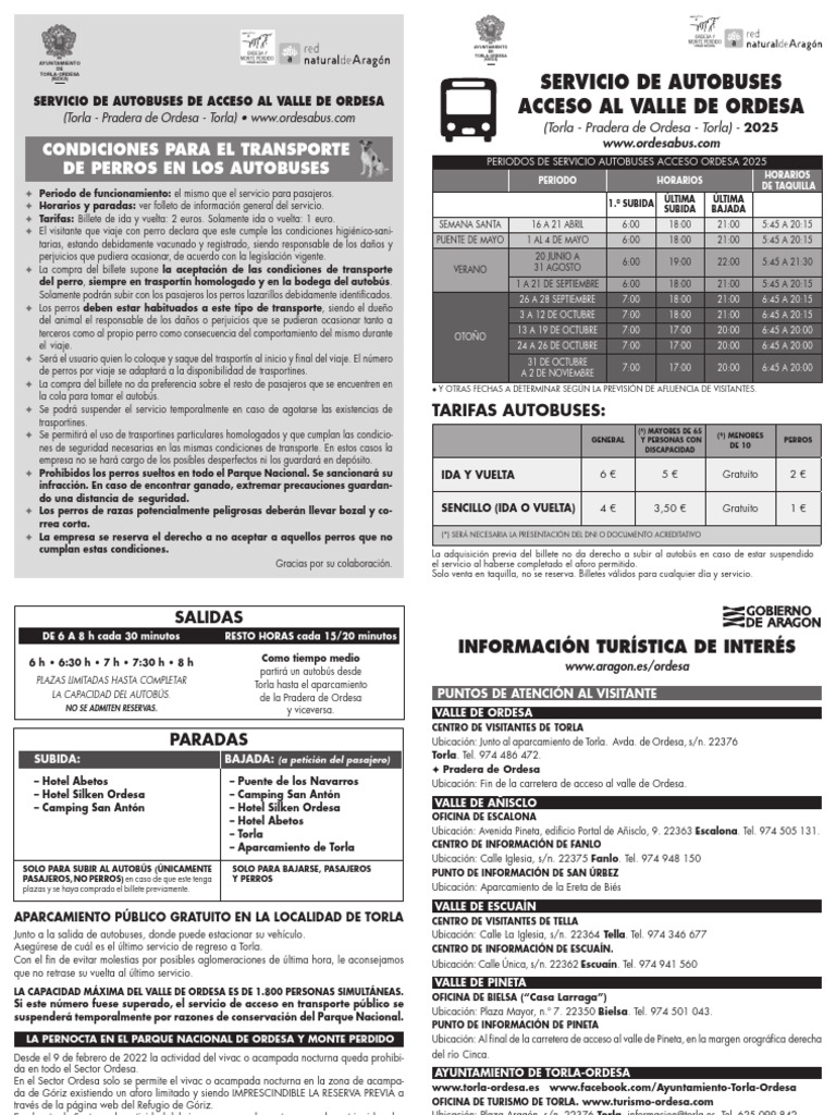 Horario Autobuses Ordesa 2025 | PDF | Transporte