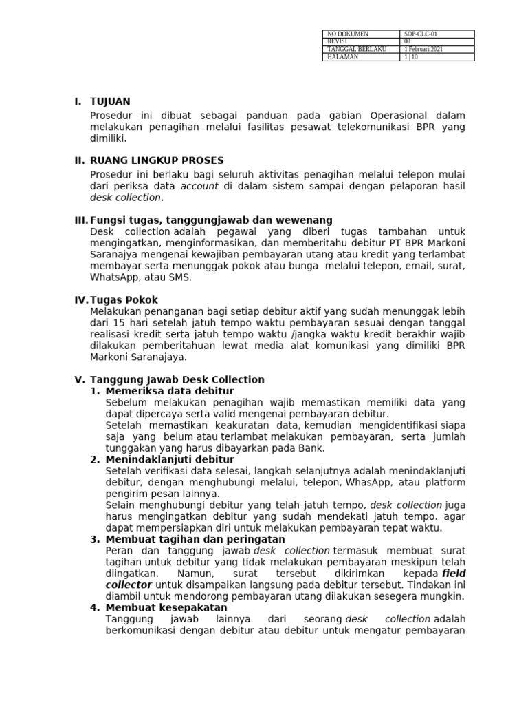 SOP Desk Collection | PDF