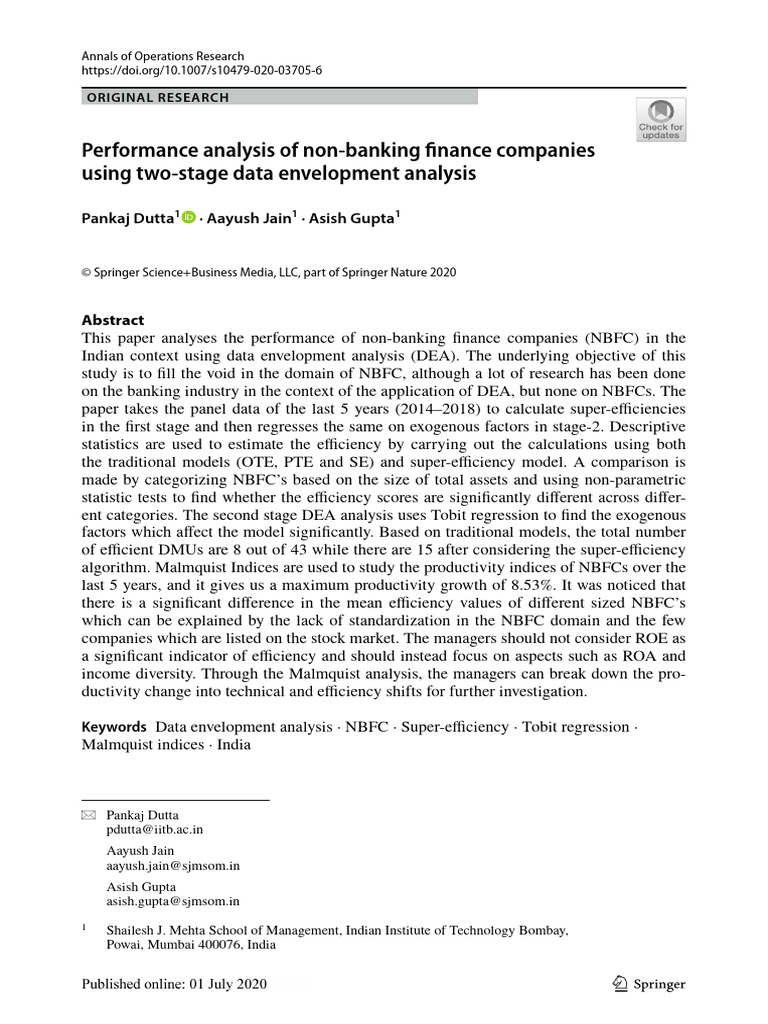 Performance Analysis of Non Banking Fina | PDF | Financial Services | Business