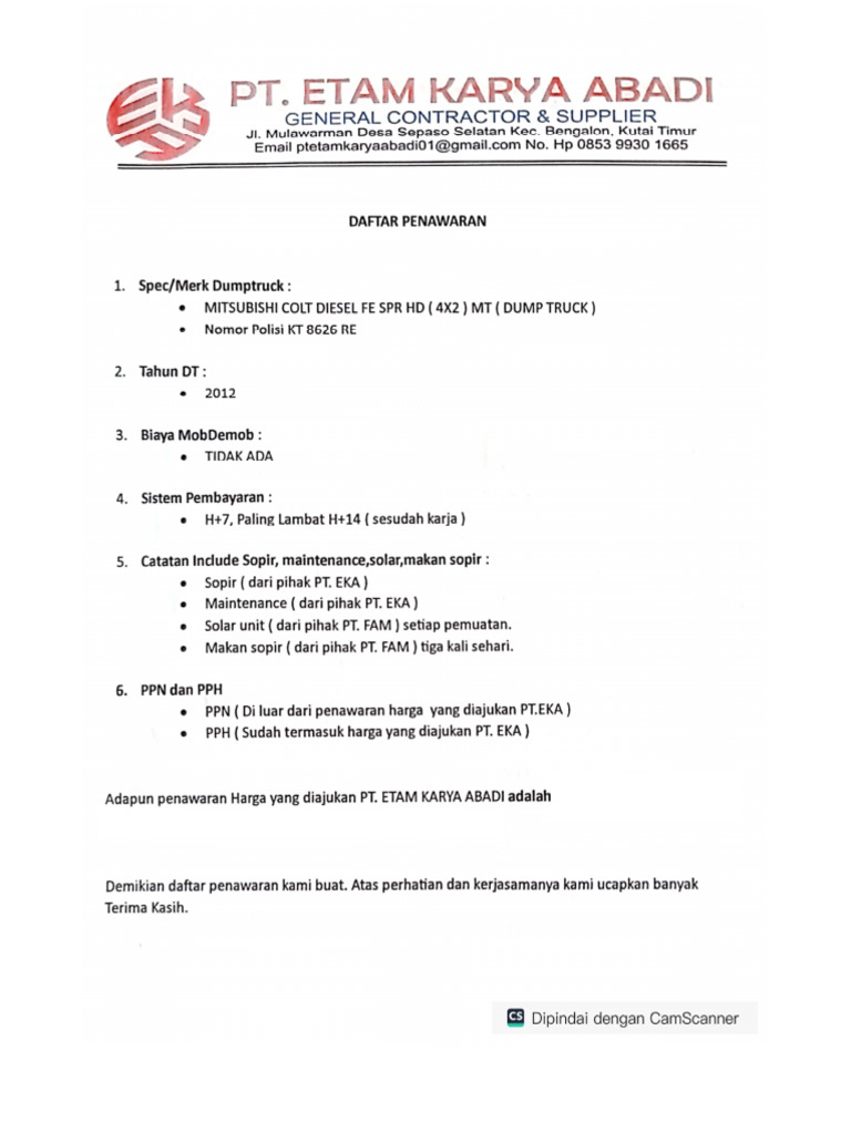 Daftar Penawaran | PDF