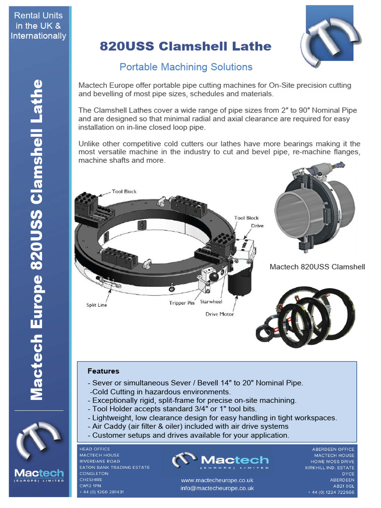Clamshell Lathe 820 USS Nominal Pipe | PDF | Pipe (Fluid Conveyance ...