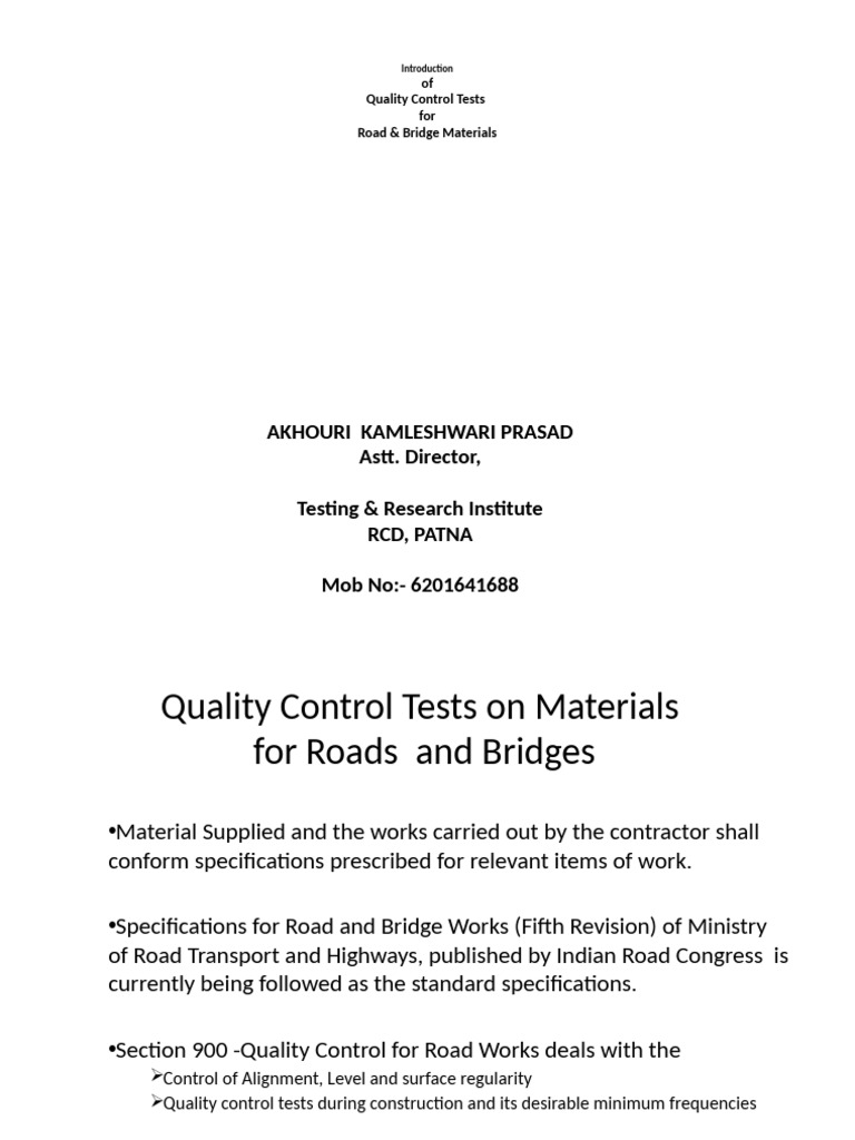 Training Quality Tests On Materials | PDF | Concrete | Road Surface