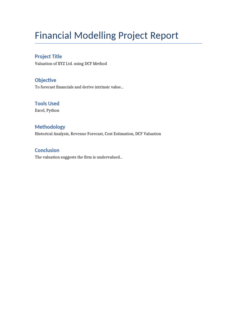 Financial Modelling Project Report | PDF