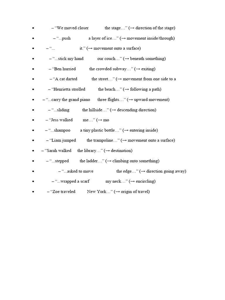 Answers Prepositions of Moviment Multiple Choice Exercise | PDF