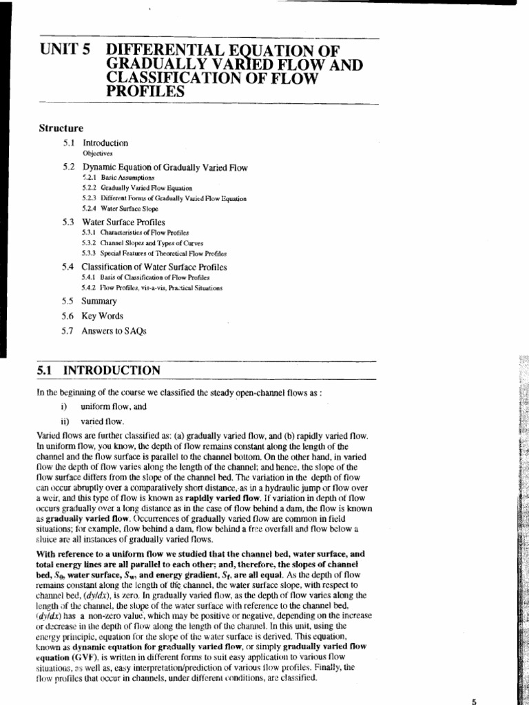Unit-5 Differential Equation of Gradually Varied Flow and ...
