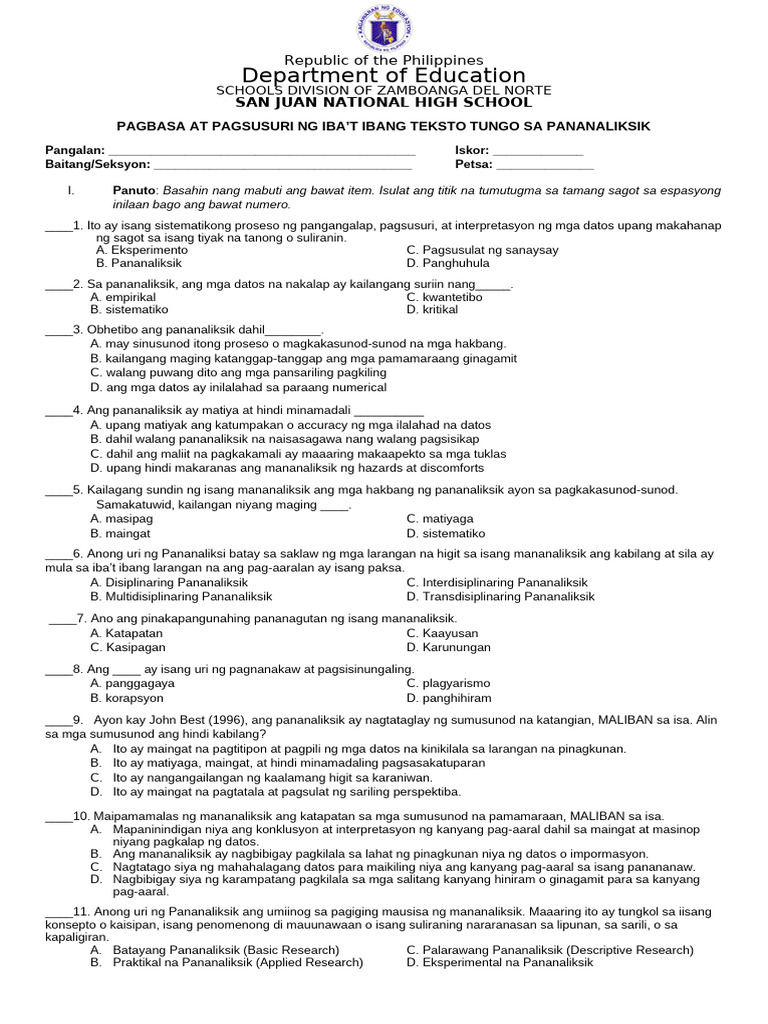 4th Grading Pagbasa at Pagsulat | PDF