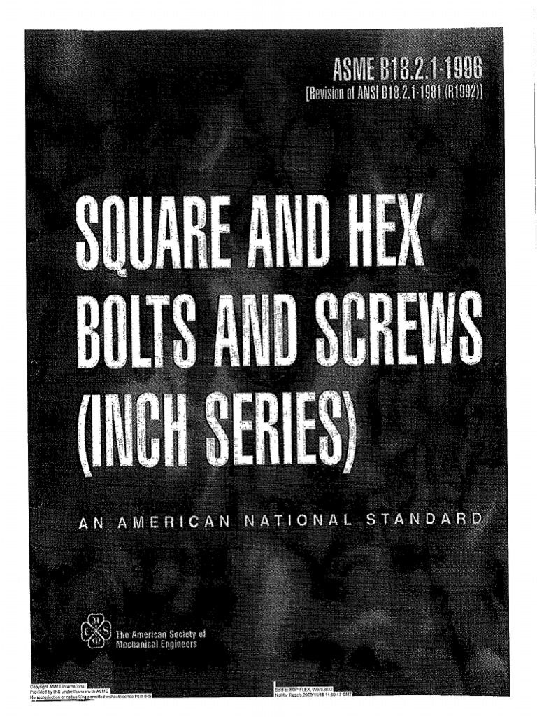 ASME B18.2.1-1996 Square and Hex Bolts and Screws | PDF