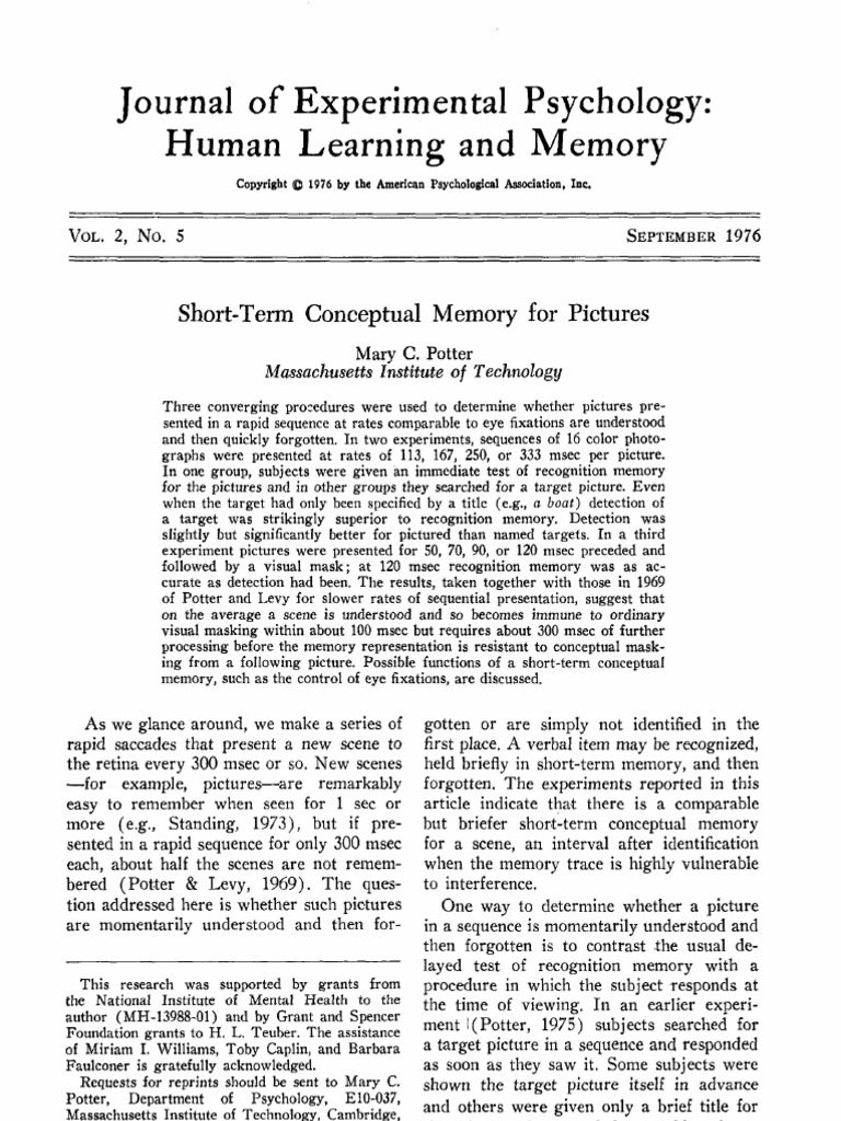 Journal of Experimental Psychology: Human Learning and Memory | PDF ...