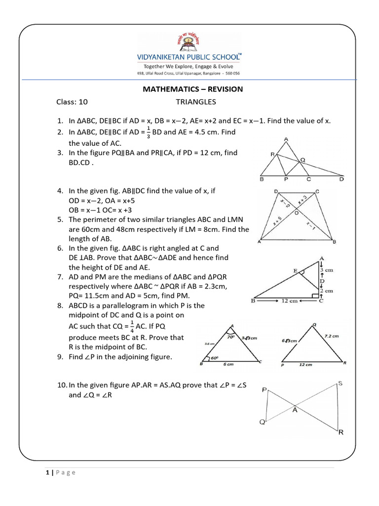 Class10 Math Premidtermrevision 83280 | PDF