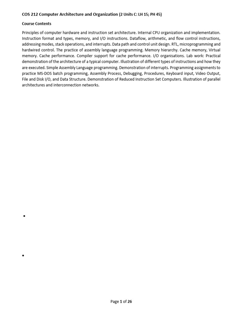 Computer Architecture and Organisation - Cos 212 | PDF | Central Processing Unit | Computer Data ...