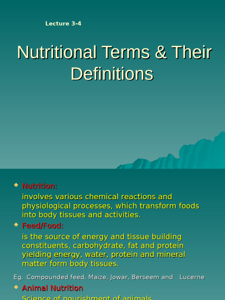Nutritional Terms Their Definitions | PDF | Nutrition | Diet & Nutrition