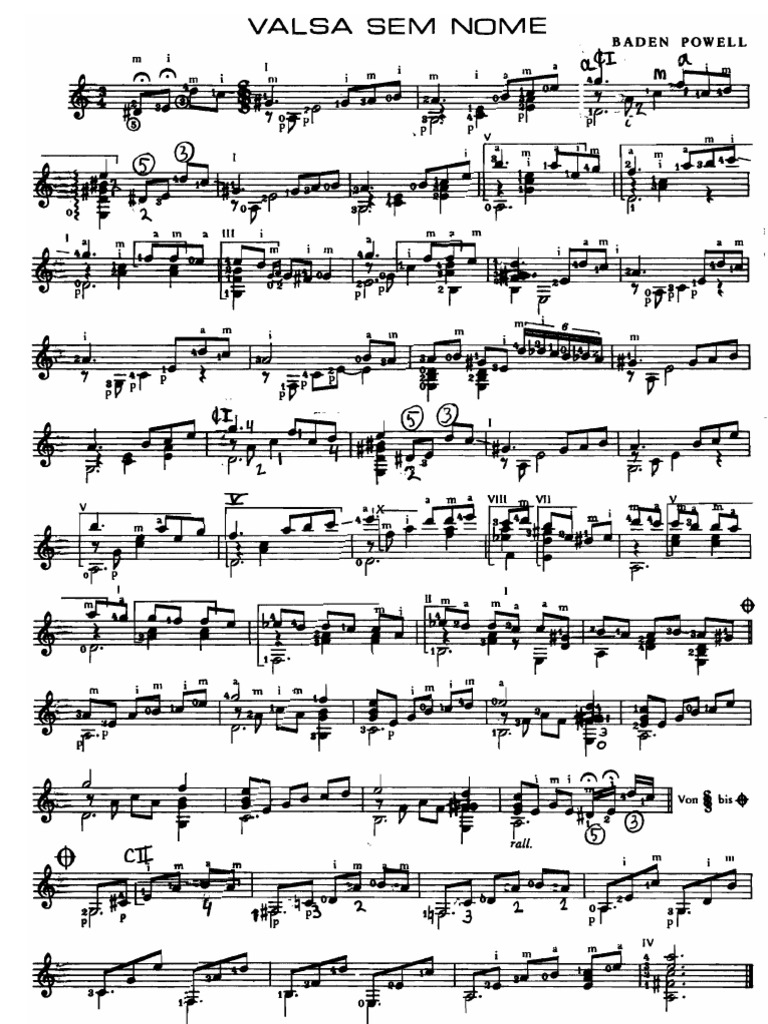 Baden Powell Valsa Sem Nome Vingerzettingen | PDF