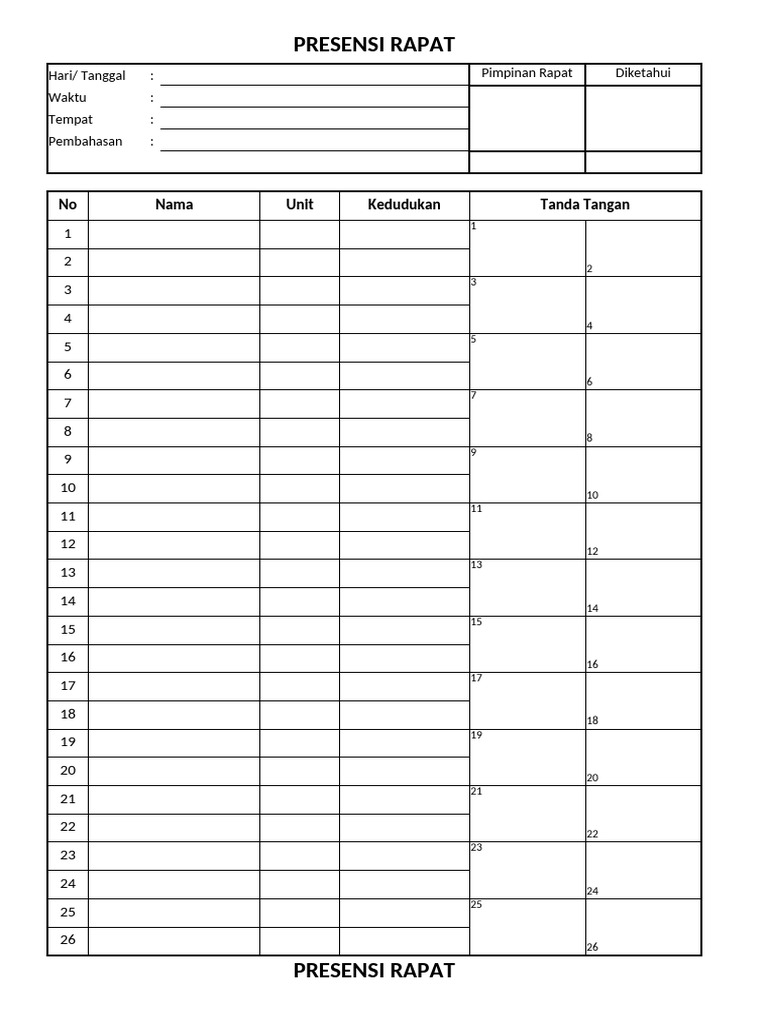 Presensi Rapat | PDF