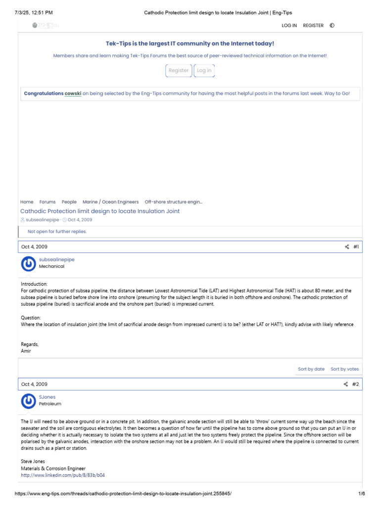 Cathodic Protection Limit Design To Locate Insulation Joint - Eng ...