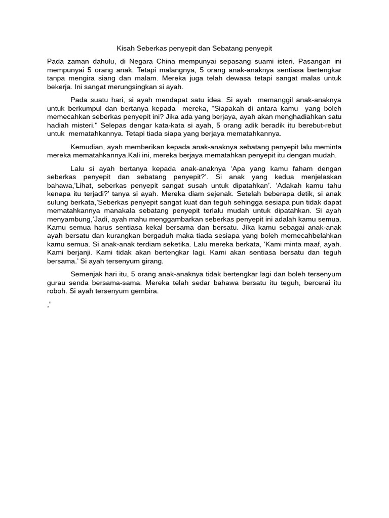 Cerpen Seberkas Penyepit | PDF
