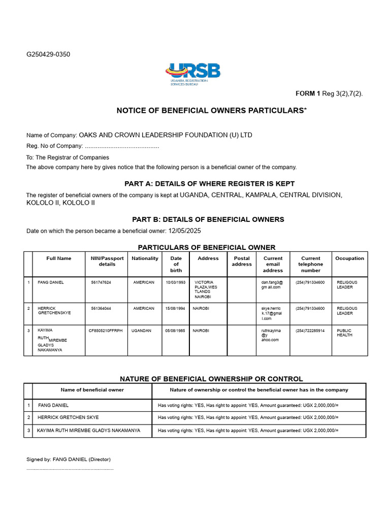 Beneficial Ownership Form | PDF | Asset Management | Environmental Law