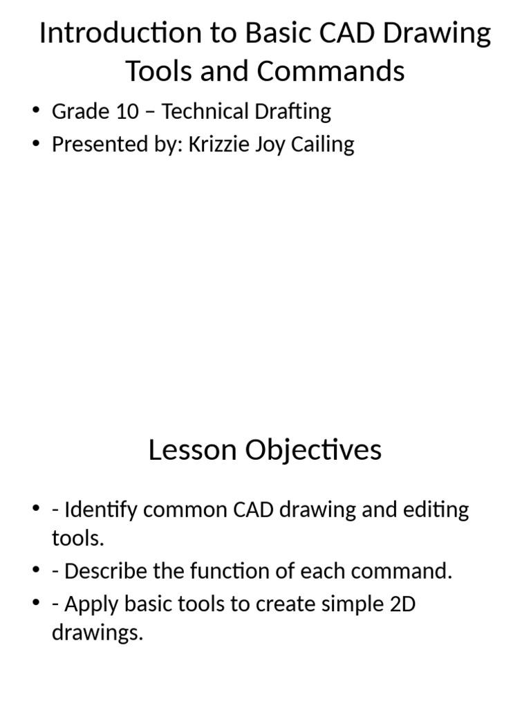 Basic CAD Drawing Tools and Commands | PDF