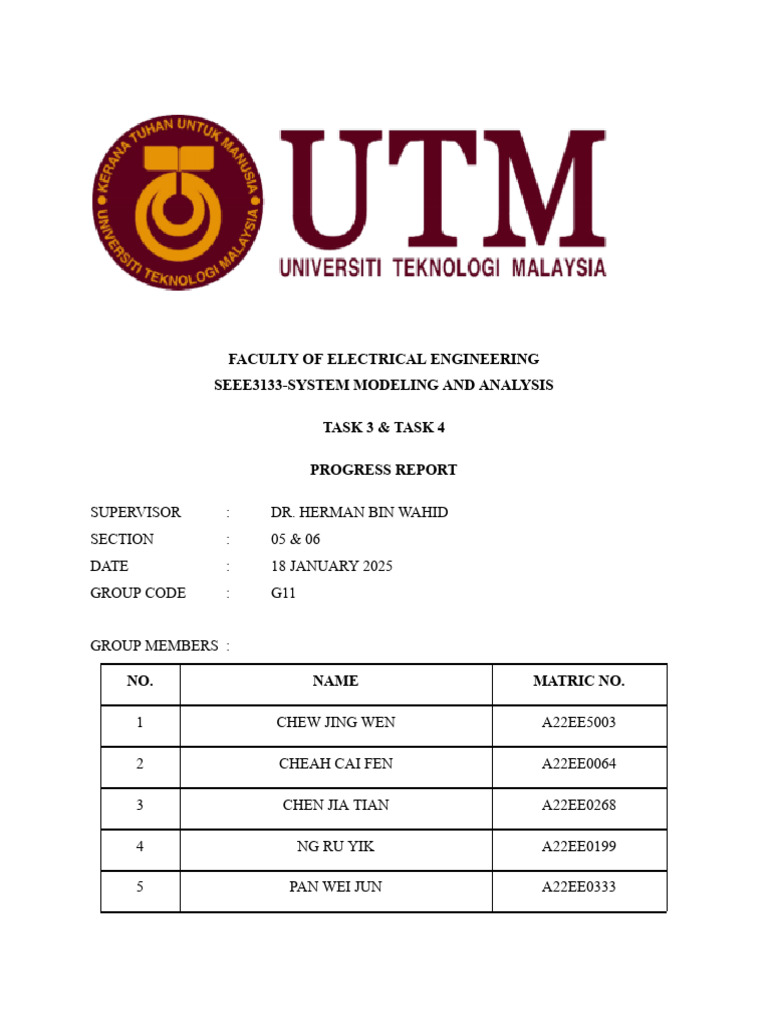 System Modeling Progress Report G11 | PDF | Control Theory | Computer ...
