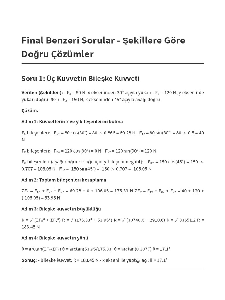 Final Sorular Sekillere Gore Cozumler | PDF