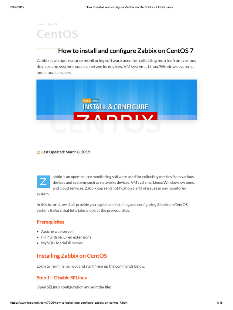 Zabbix Server How To Install And Configure Zabbix On Centos 7 Foss Linux Pdf Web Server