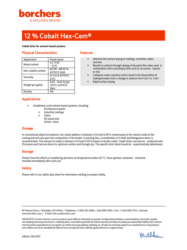 12 Cobalt Hex Cem® TDS 2 | PDF | Paint | Chemistry