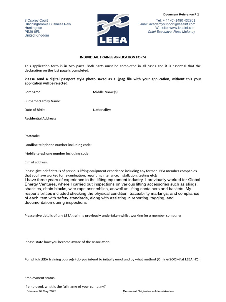 Individual Trainee Application Form | PDF | Payments | Credit Card