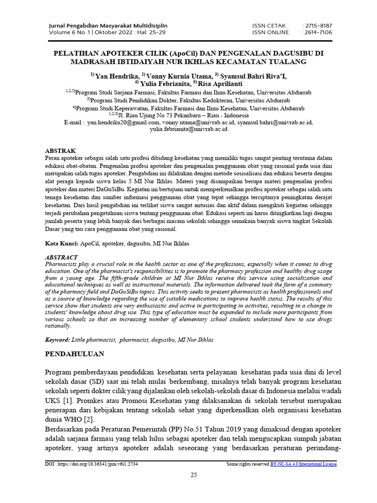 Pelatihan Apoteker Cilik Apocil Dan Peng | PDF