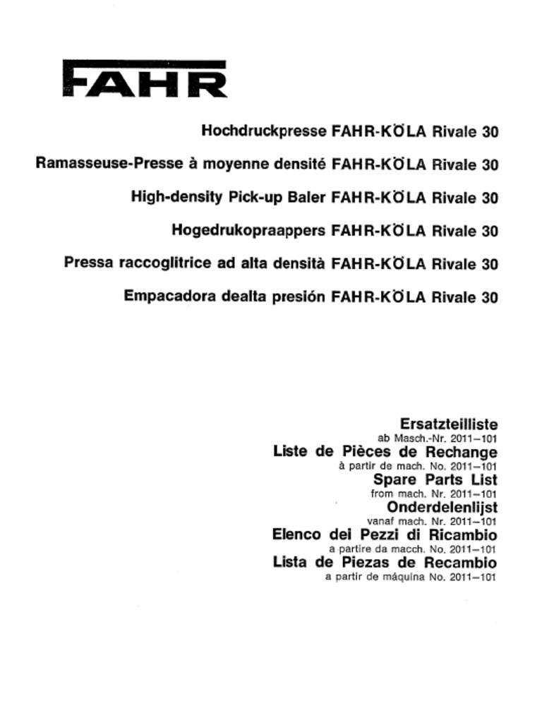 PRASA FAHR RIVALE 30 Instrukcja | PDF
