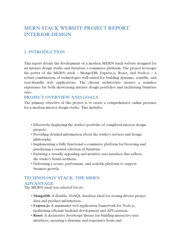 Mern Stack Website Project Report: Interior Design: Mongodb: Express ...