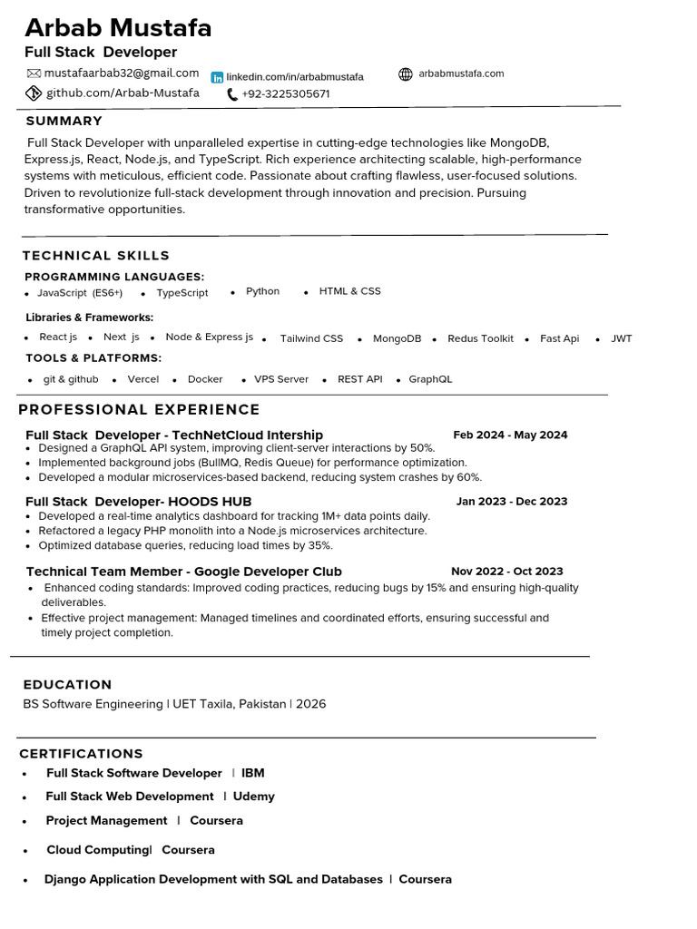 Arbab Resume-FullStack | PDF