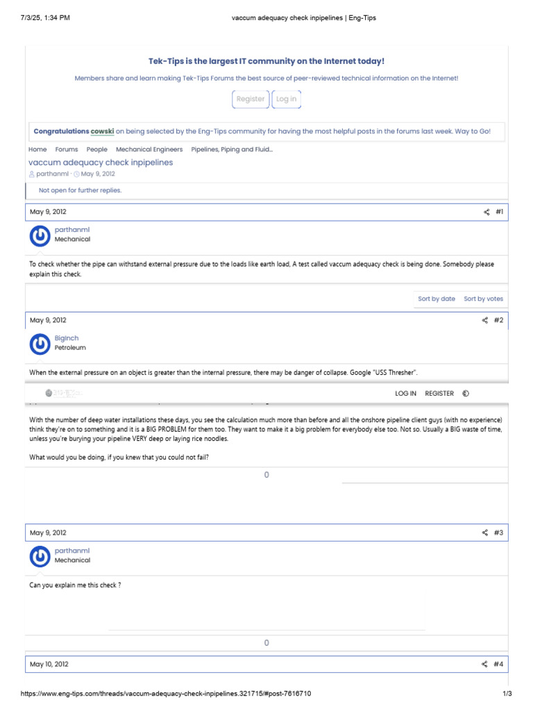 Vaccum Adequacy Check Inpipelines _ Eng-Tips | PDF | Valve | Pressure