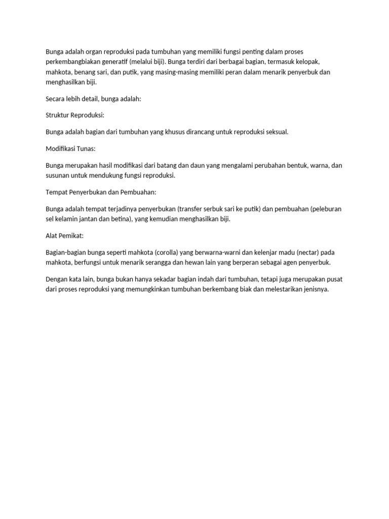 Bunga Adalah Organ Reproduksi Pada Tumbuhan Yang Memiliki Fungsi ...