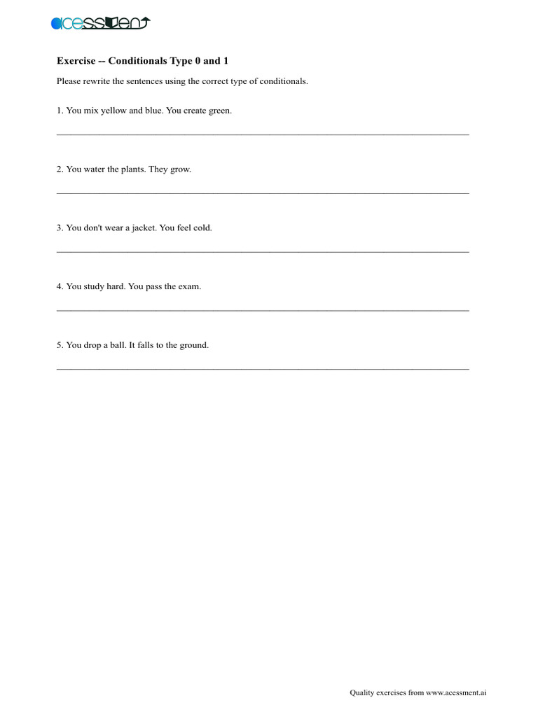 Exercise - Conditionals Type 0 and 1 - Ae977 | PDF
