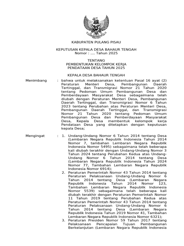 2025 - SK Pendataan Desa (SDGS) | PDF