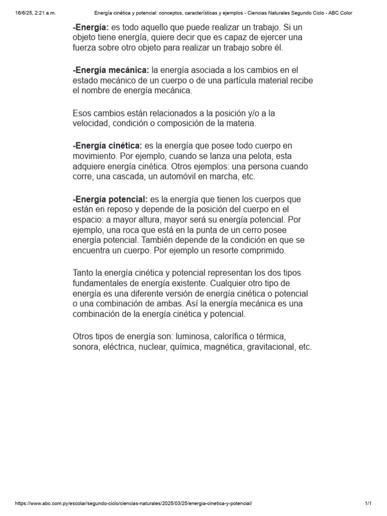 Energía Cinética y Potencial - Conceptos, Características y Ejemplos ...
