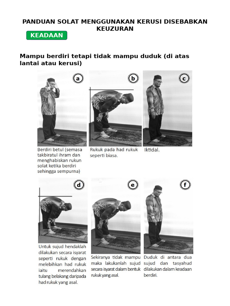 Panduan Solat Menggunakan Kerusi Disebabkan Keuzuran | PDF