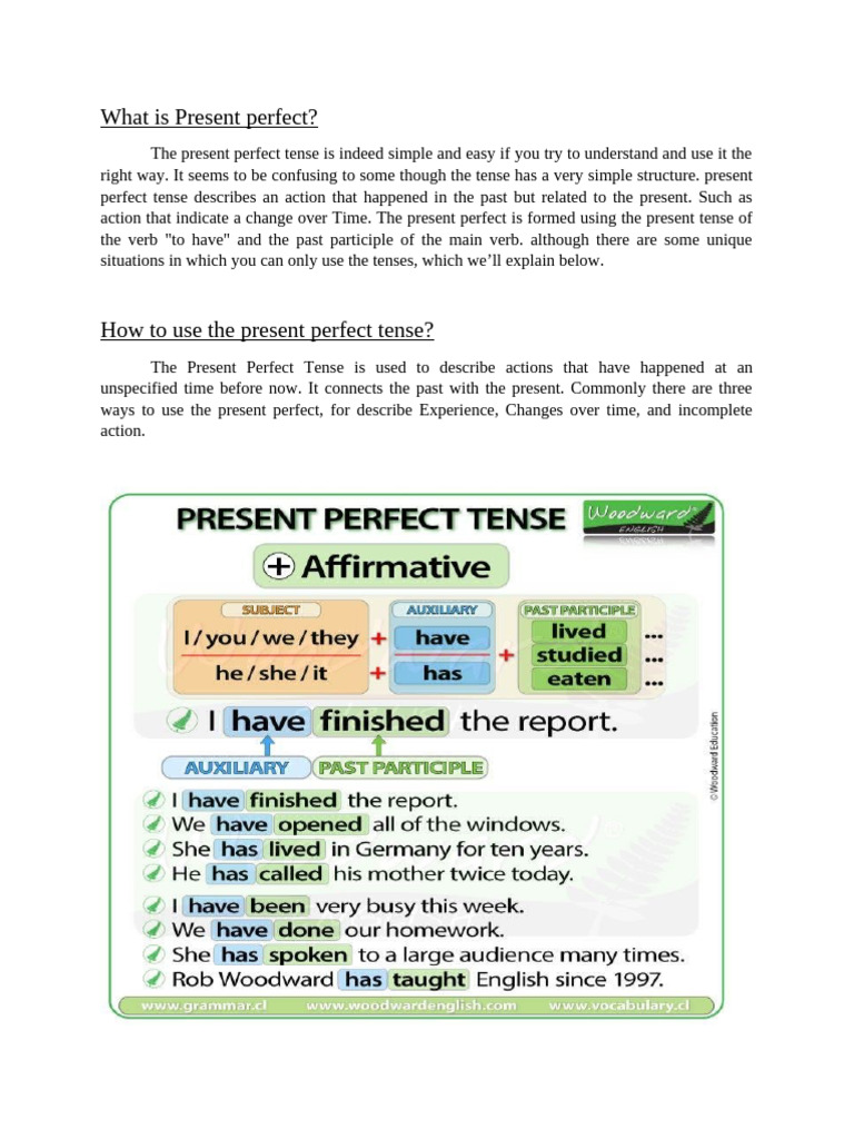 Understanding Present Perfect Tense | PDF | Perfect (Grammar ...