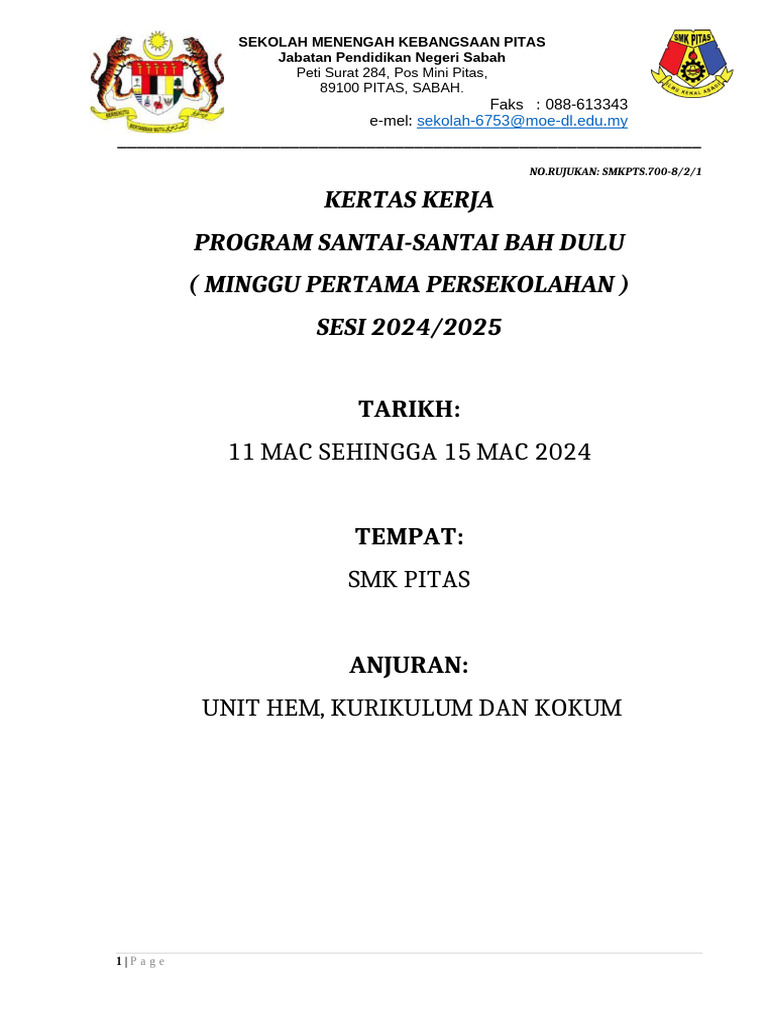 KK Program Santai-Santai Bah Dulu 2024 | PDF