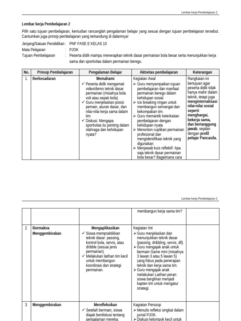 KP2-MODUL 3-LK Modul 3 - Menentukan Pengalaman Belajar | PDF