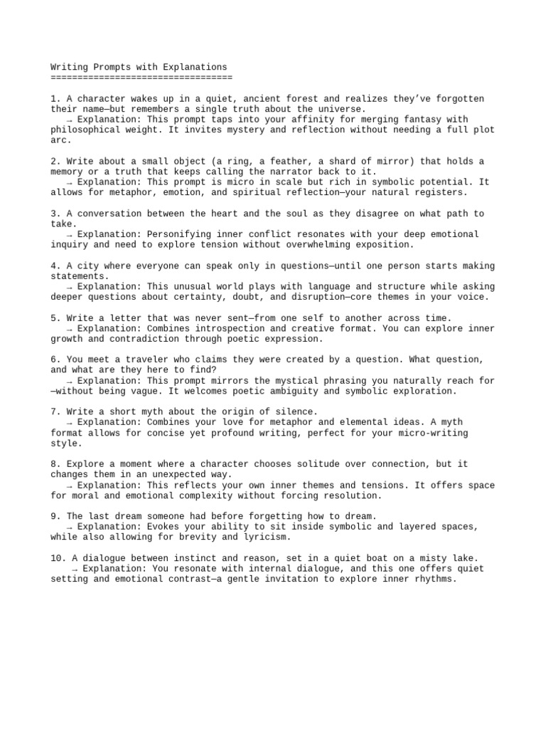 Writing Prompts with Explanations | PDF | Truth