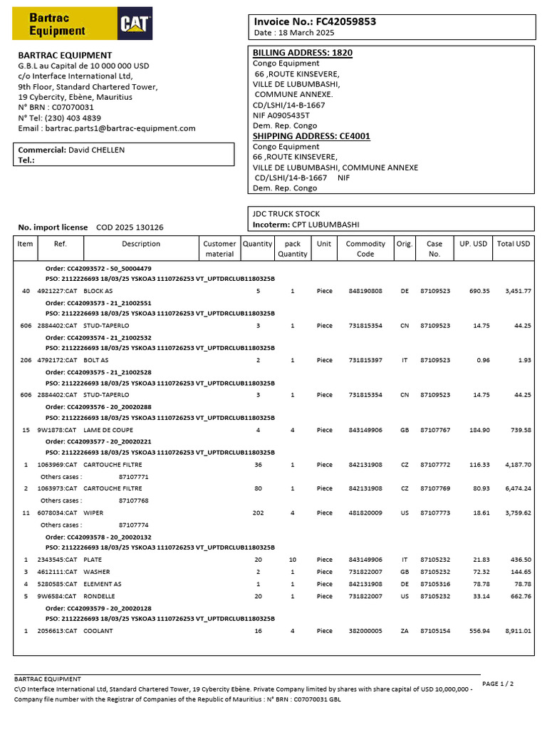 FC42059853 FC42059855 | PDF | United States Dollar | Invoice