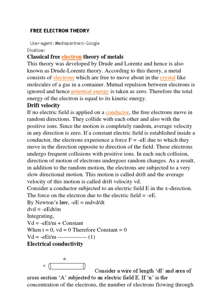 Free Electron Theory | PDF | Semiconductors | Electrical Resistivity ...